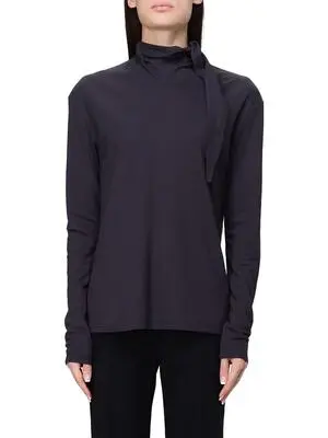 LEMAIRE Cotton Turtleneck Top With Scarf Neck And Long Sleeves - Grey