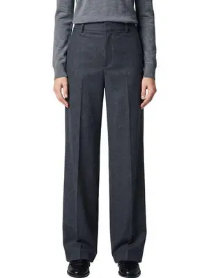 PT TORINO Mid-rise Wool Wide-leg Pants Grey