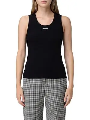 ALEXANDER MCQUEEN Sleeveless Slim Fit Stretch Cotton Top With Applied Logo