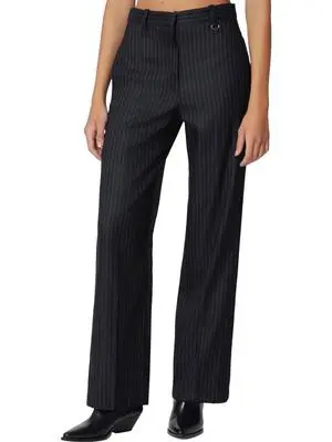 Isabel Marant Étoile Pinstriped High-waisted Wool Straight-leg Pants - Black