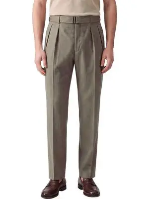 Tagliatore Pleated Virgin Wool Tailored Pants With Mid-rise Waist - Brown