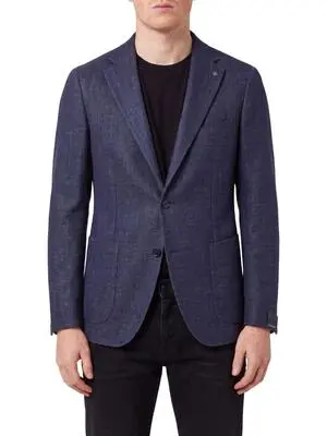 Tagliatore Single-breasted Blazer In Virgin Wool And Silk With Peak Lapels Blue