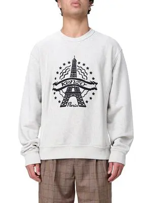 Kenzo Relaxed Fit Crewneck Sweatshirt In Cotton With Contrast Logo Grey