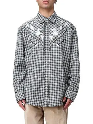 Kenzo Western-style Gingham Check Shirt In Cotton With Embroidery - Beige