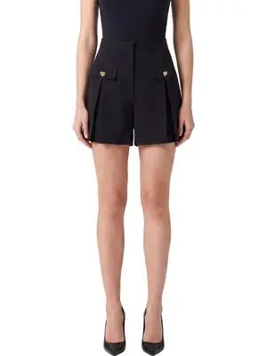 TWINSET High-waisted Crêpe Shorts With Pleats And Flap Pockets - Black
