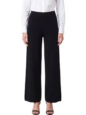 PAROSH P.a.r.o.s.h. Wide-leg Wool And Cashmere Knit Pants With Elastic Waist - Black