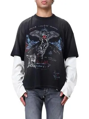 REPRESENT Relaxed Fit Long-sleeved Cotton T-shirt With Graphic Print - Black