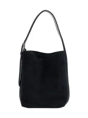 TOTEME Mini Suede Calfskin Handbag With Adjustable Handle Black