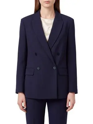 TWINSET Double-breasted Viscose Blend Blazer With Peak Lapels Blue