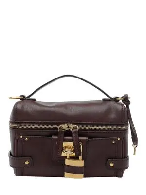 Chloé Paddington Mini Smooth Leather Handbag With Padlock And Strap - Brown