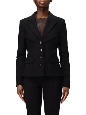 Elisabetta Franchi Long Robe Coat In Pure Wool With A Waist Belt - Black
