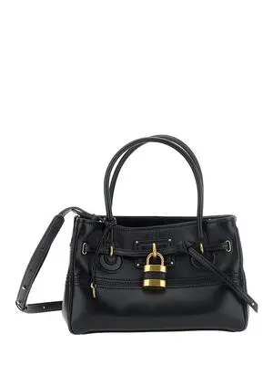 Chloé Paddington Handbag In Calf Leather With Padlock And Removable Shoulder Strap - Black