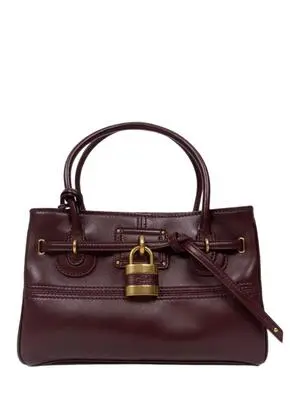 Chloé Paddington Handbag In Calf Leather With Padlock And Removable Shoulder Strap - Red