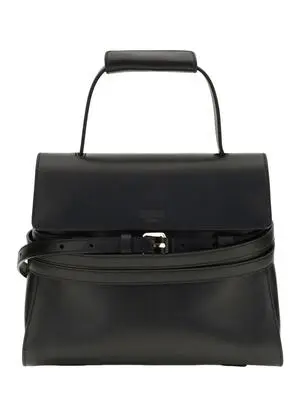 Moschino Tie Me Handbag In Sheepskin With Decorative Ties - Black