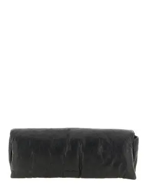 Rick Owens Rectangular Lambskin Leather Flap Clutch - Black