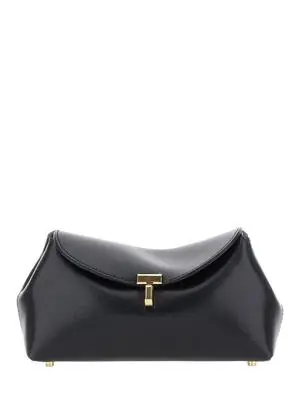 TOTEME T-lock Mini Smooth Calfskin Handbag With Monogram Clasp - Black