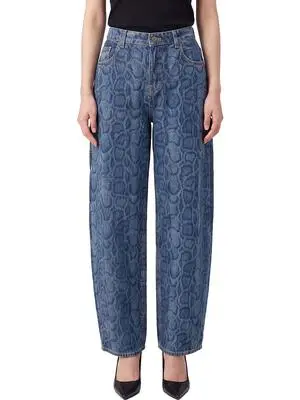 LIU JO High-waisted Animalier Print Cotton Denim Jeans