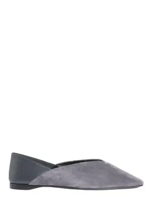 Max Mara Suede Leather-trim Ballet Flats - Grey