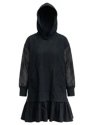LARISA DRAGNA Hoodie-style Dress With A Gingham Insert - Black