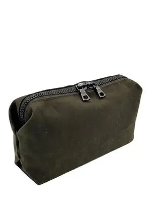 C. GRASSI Small Wanderer Pouch - Style 005 - Olive Canvas With Double Zipper, Removable Crossbody Strap