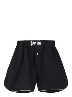 Palm Angels Logo-patch Cotton Boxer Shorts - Black
