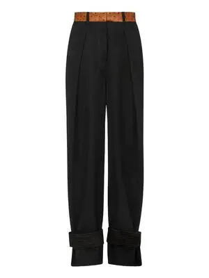 Mcm Logo-waistband Pleated Trousers - Black