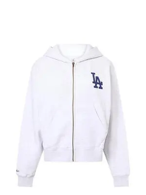 Sporty & Rich La Serif Zip Cotton Hoodie - Heather Gray