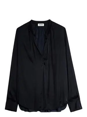 Zadig&Voltaire Tink Open-collar Satin Blouse - Noir