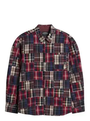 FRIZMWORKS Madras Patchwork Relaxed Shirt - Wine