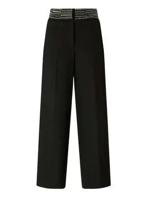 Pinko Crystal-embellished Wide-leg Trousers - Black