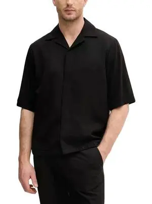 LINDBERGH Elasticated-hem Camp-collar Shirt - Black