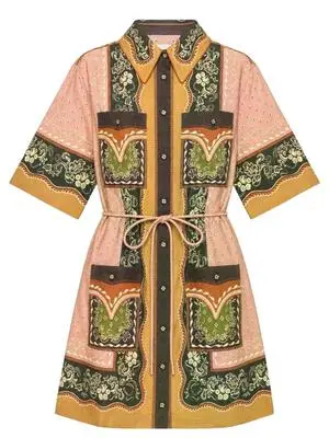 ALEMAIS Darcey Paisley-print Mini Dress - Pink