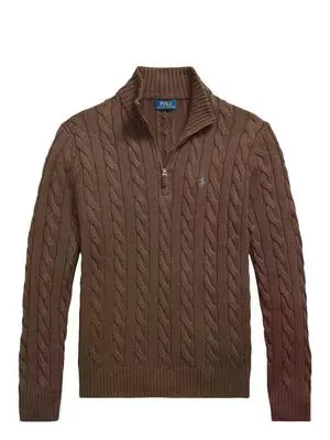Polo Ralph Lauren Cable-knit Quarter-zip Sweater - Brown