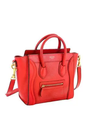 Celine Luggage Bag Grainy Leather Nano Crossbody Bag Red