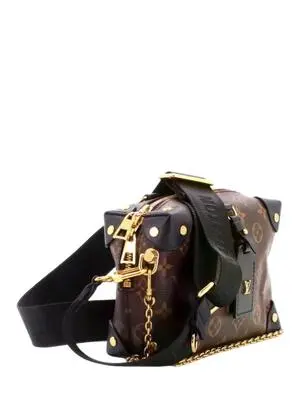 LOUIS VUITTON Petite Malle Souple Handbag Monogram Canvas With Leather Shoulder Bag - Brown