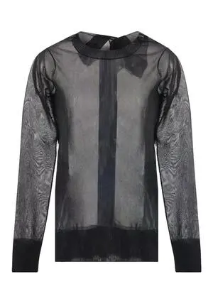 Yohji Yamamoto Semi-sheer Asymmetric-neck Cardigan - Black