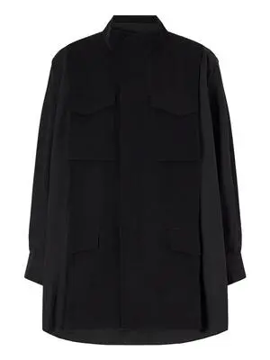 Sacai Crepe-trimmed Woven Shirt - Black