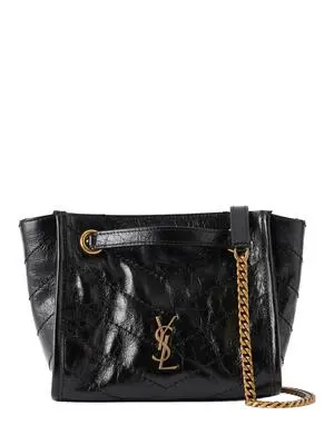 Saint Laurent Niki Cassndre-embellished Matelassé Crinkled-leather Shoulder Bag - Black