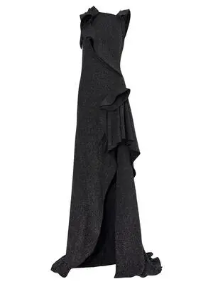 MATICEVSKI Flashpoint Asymmetric Ruffled Lurex Gown