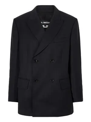 Junya Watanabe Pinstriped Wool-blend Double-breasted Blazer - Black