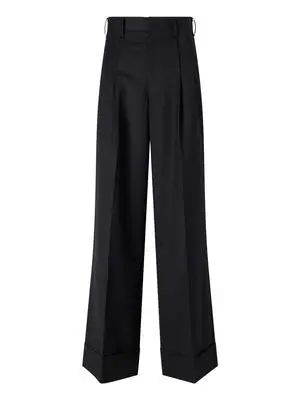 Junya Watanabe Pinstriped Wool-blend Wide-leg Pants - Black