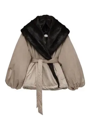 Magda Butrym Plush-trimmed Nylon Puff Jacket - Tan