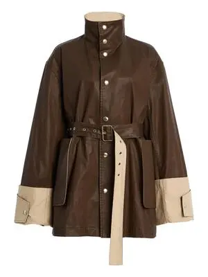 Ossou Asha Belted Cotton Coat - Brown