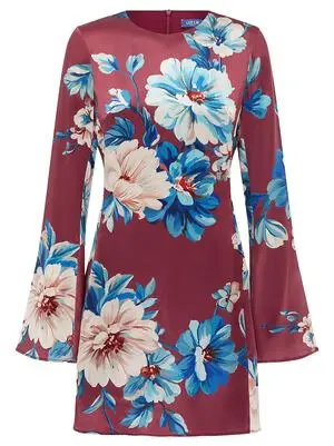 LEO LIN Suzanne Silk Mini Dress - Burgundy