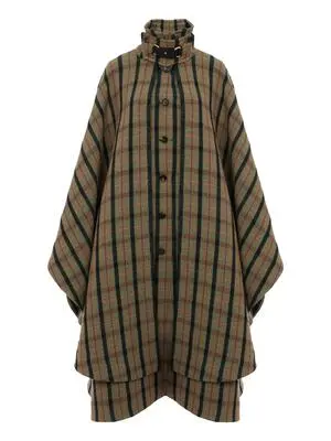 Chloé Layered Wool-blend Long Cape Coat - Green