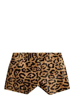 ZUT Ellis Leopard-print Haircalf Leather Shorts - Animal