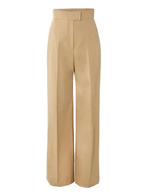 Carolina Herrera Waistband-detailed Cotton-twill Wide-leg Pants - Neutral