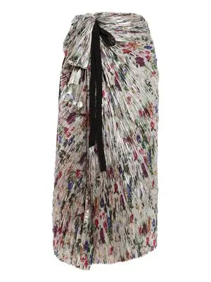Ulla Johnson Tali Metallic Plissé Midi Wrap Skirt - Multi