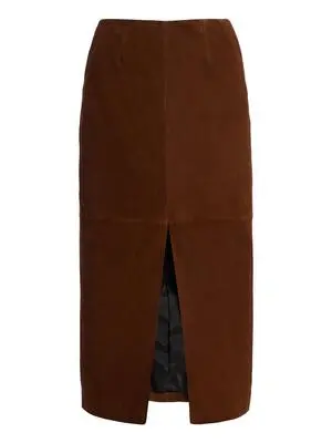 ROTATE BY BIRGER CHRISTENSEN Pencil Suede Midi Skirt - Brown