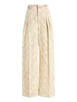 Rosie Assoulin Wide Leg Pleated Silk Pants - Multi